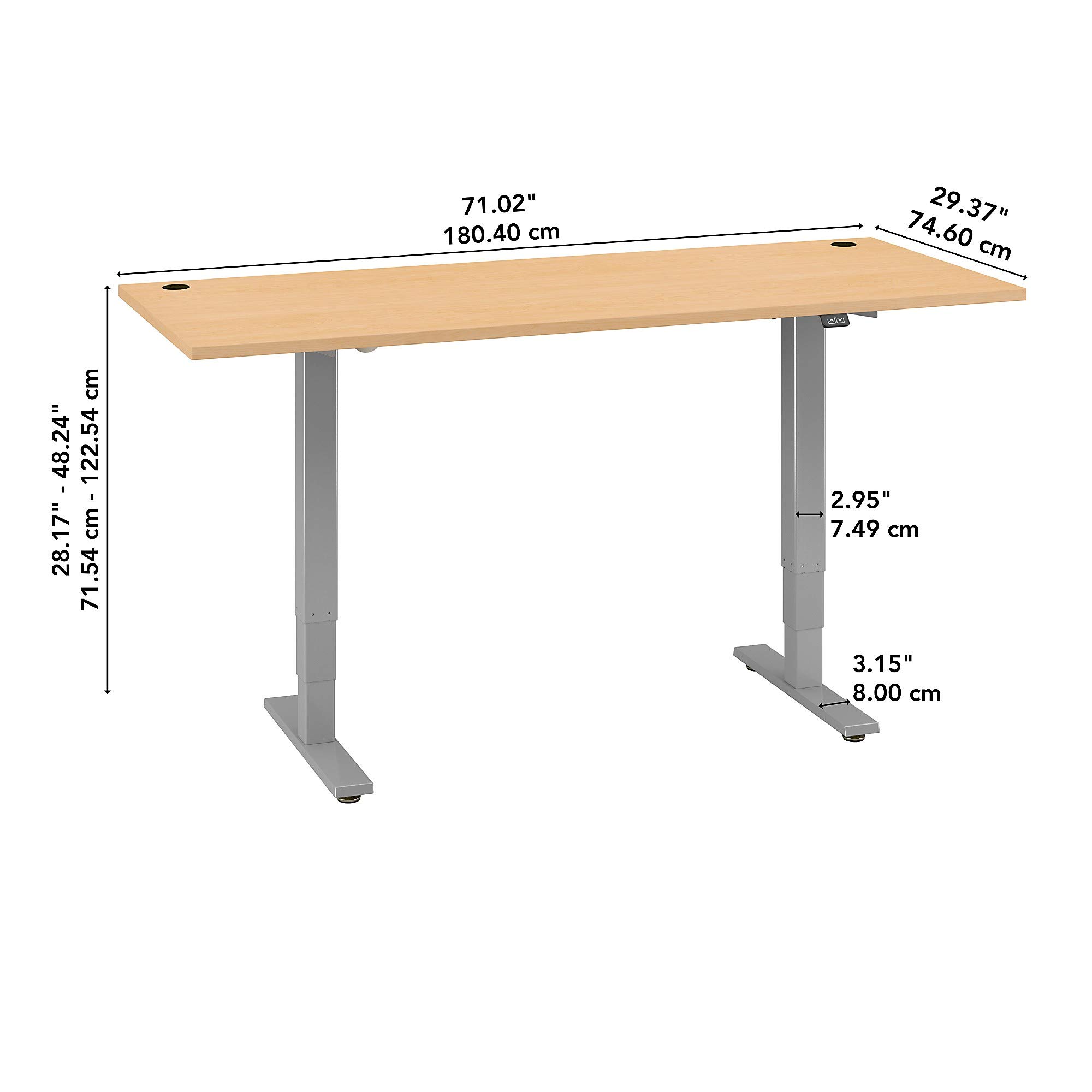 Bush Business Furniture Move 40 Series Height Adjustable Desk, 72W x 30D, Natural Maple