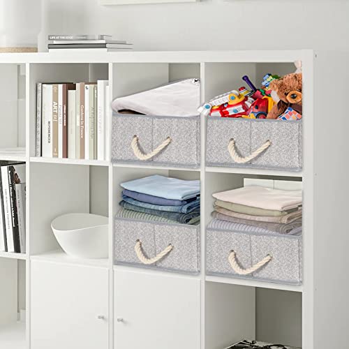 Kntiwiwo Closet Storage Bins Trapezoid Storage Baskets,Fabric Foldable Storage Bins for Shelves, Closet Bin Organizer and Storage Bins with Handles for Living Room Bedroom Office, Gray, 4-Pack