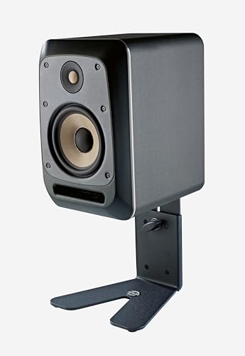 K&M Konig & Meyer 26772.000.56 Table Monitor/Speaker Stand | Solid Stable V Shape Level Base | Height Adjust | Secure Safety Pin | Non-Slip/Vibration Rubber Pads | Steel | German Made | Black