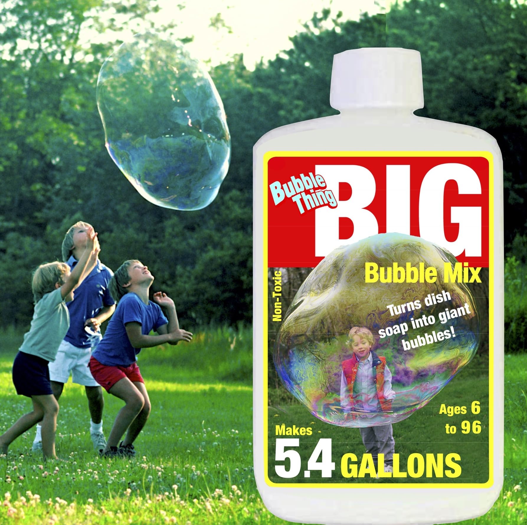 BUBBLE THING Big Bubbles Mix | Concentrate Makes 5.4 Gallons Giant Bubble Solution for Kids All Ages | Certified Non Toxic | Refills Giant Bubble Wands, Toys, Makers