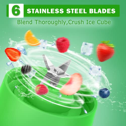 Portable Blender for Shakes and Smoothies,6 Blades Juicer Cup for USB Rechargeable,Personal Blender with One Touche Operation,Blender Shake Smoothie for Kitchen,Travel and Sport