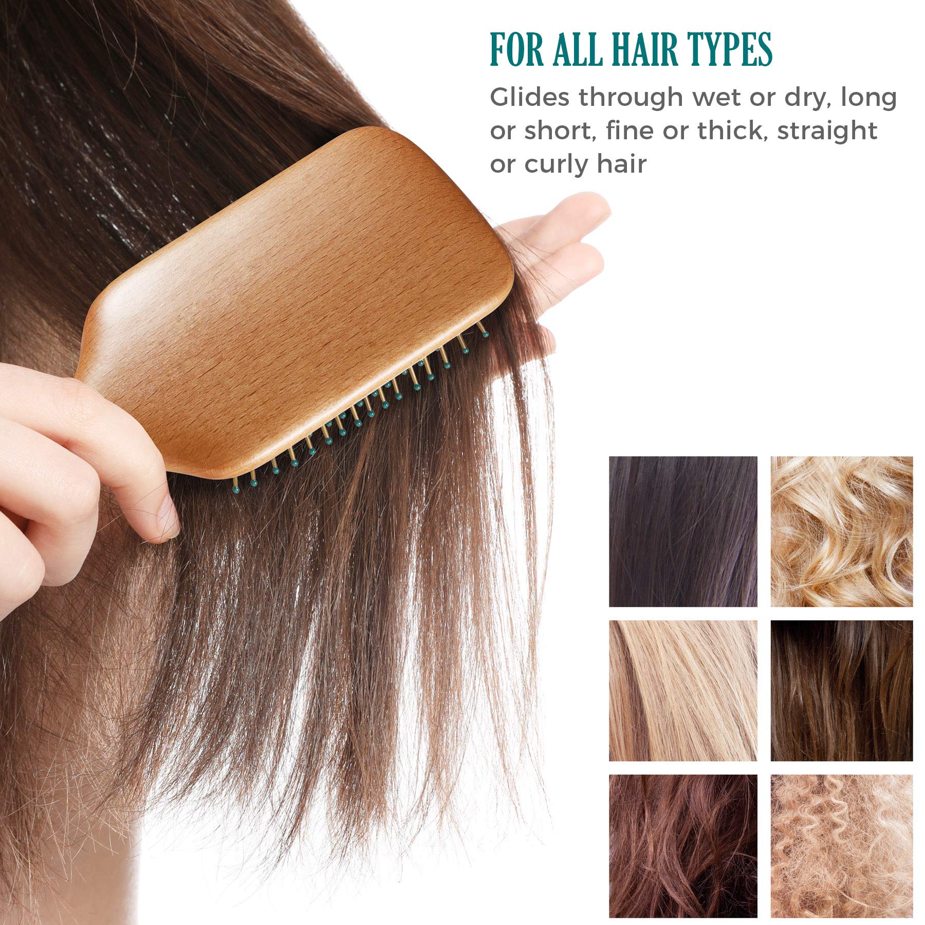 BFWood Wooden Paddle Hairbrush -