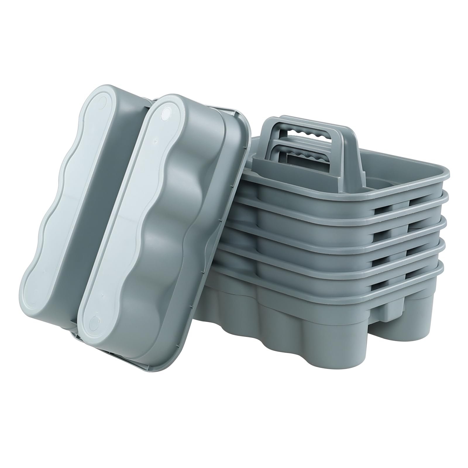 Dehouse 6-Pack Plastic Cleaning Storage Caddy, Cleaning Supply Carry Caddy, Gray