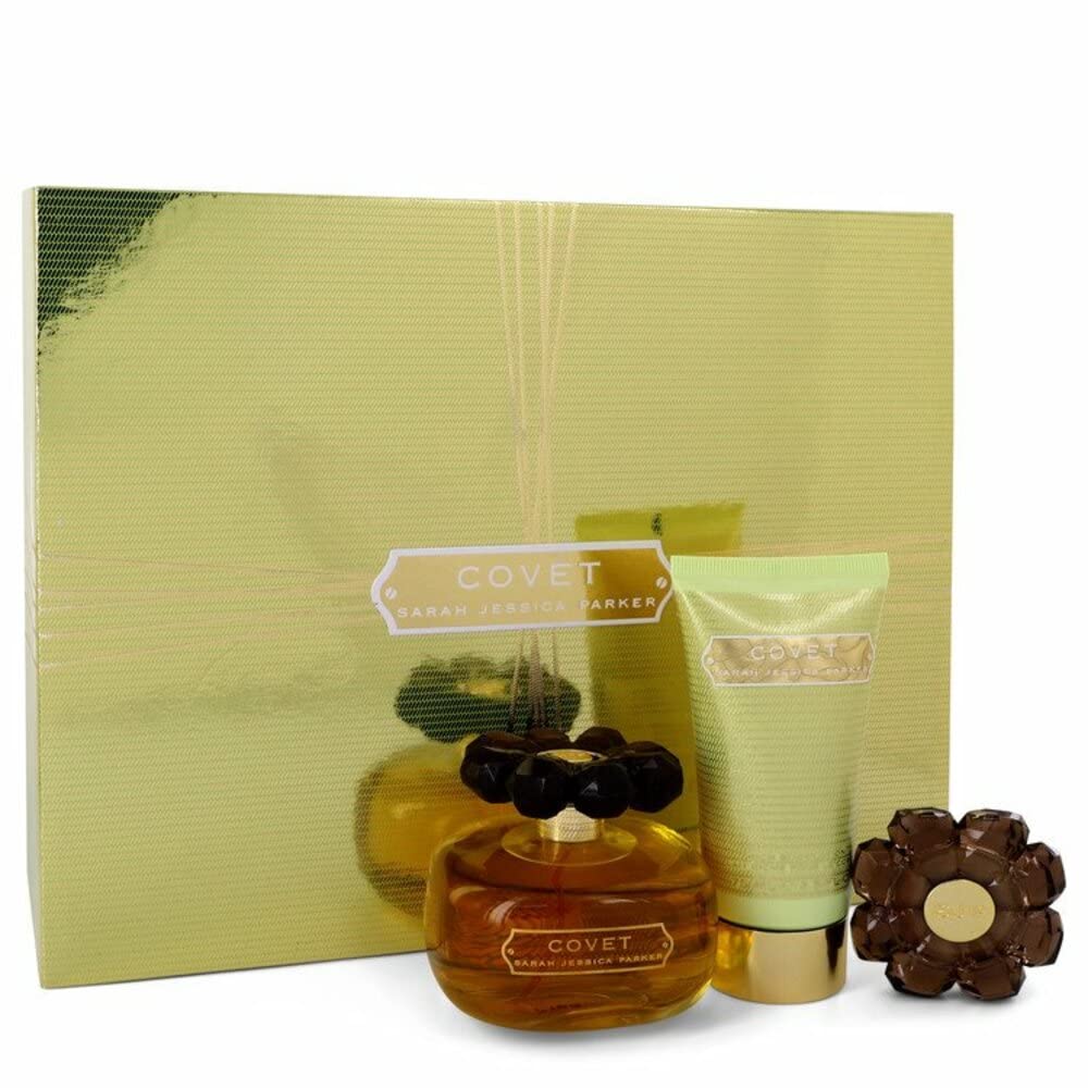 Sarah Jessica Parker Covet for Women 3 Piece Set Includes: 3.4 oz Eau de Parfum Spray + 2.5 oz Rich Body Lotion + 0.08 Solid Parfum