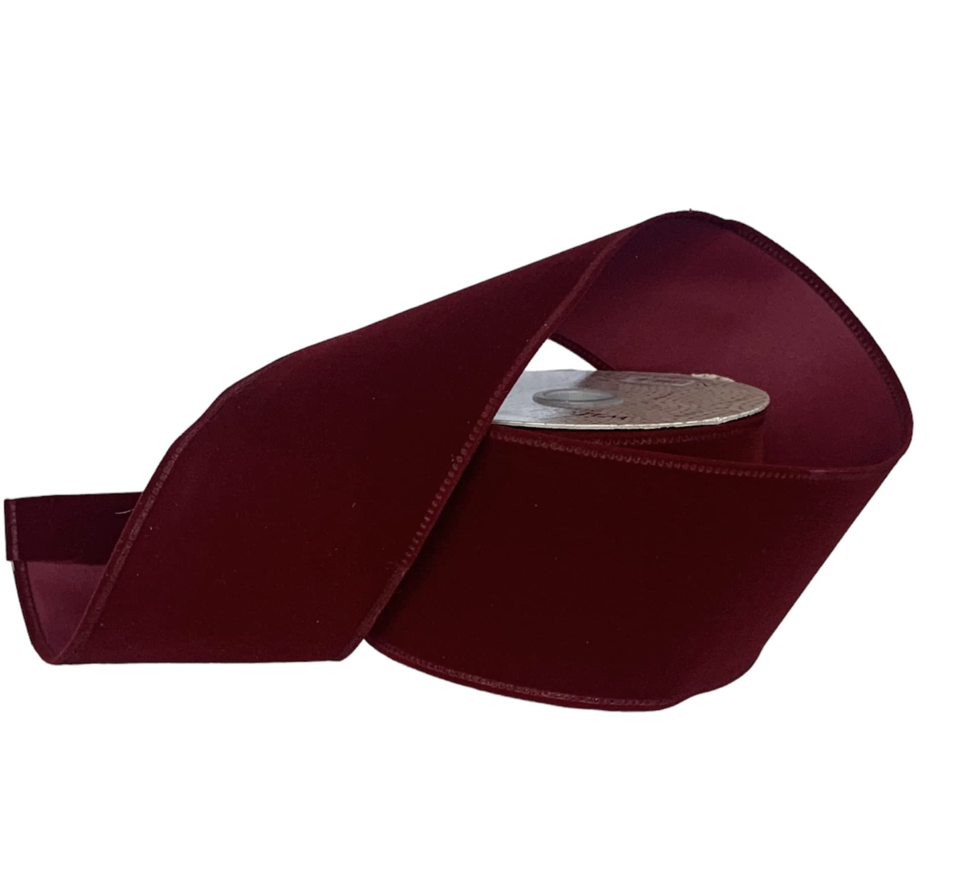 Burgundy Wired Velvet Ribbon 2.5"