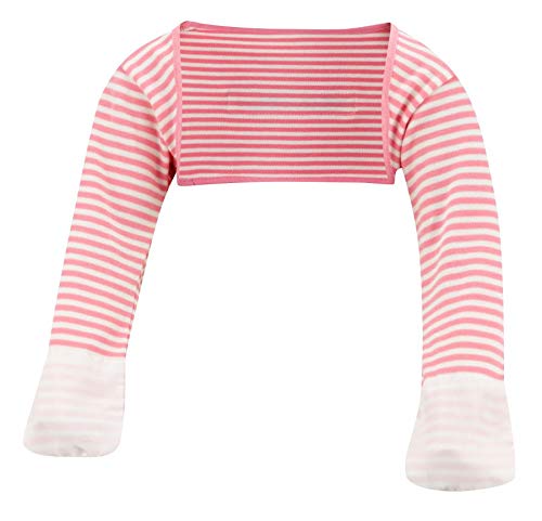 ScratchSleeves | Girls' Stay-On Scratch Mitts | Stripes | Pink and Cream | 21-24m