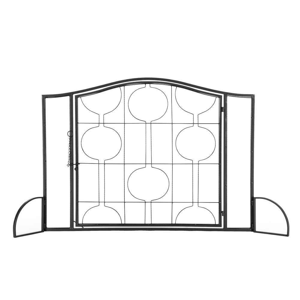 Cu Alightup Fireplace Screen 56x29 Inches Fire Place Cover Screen Fire Spark Guard Metal Mesh Panels Black for Living Room,Rustic Home Decor