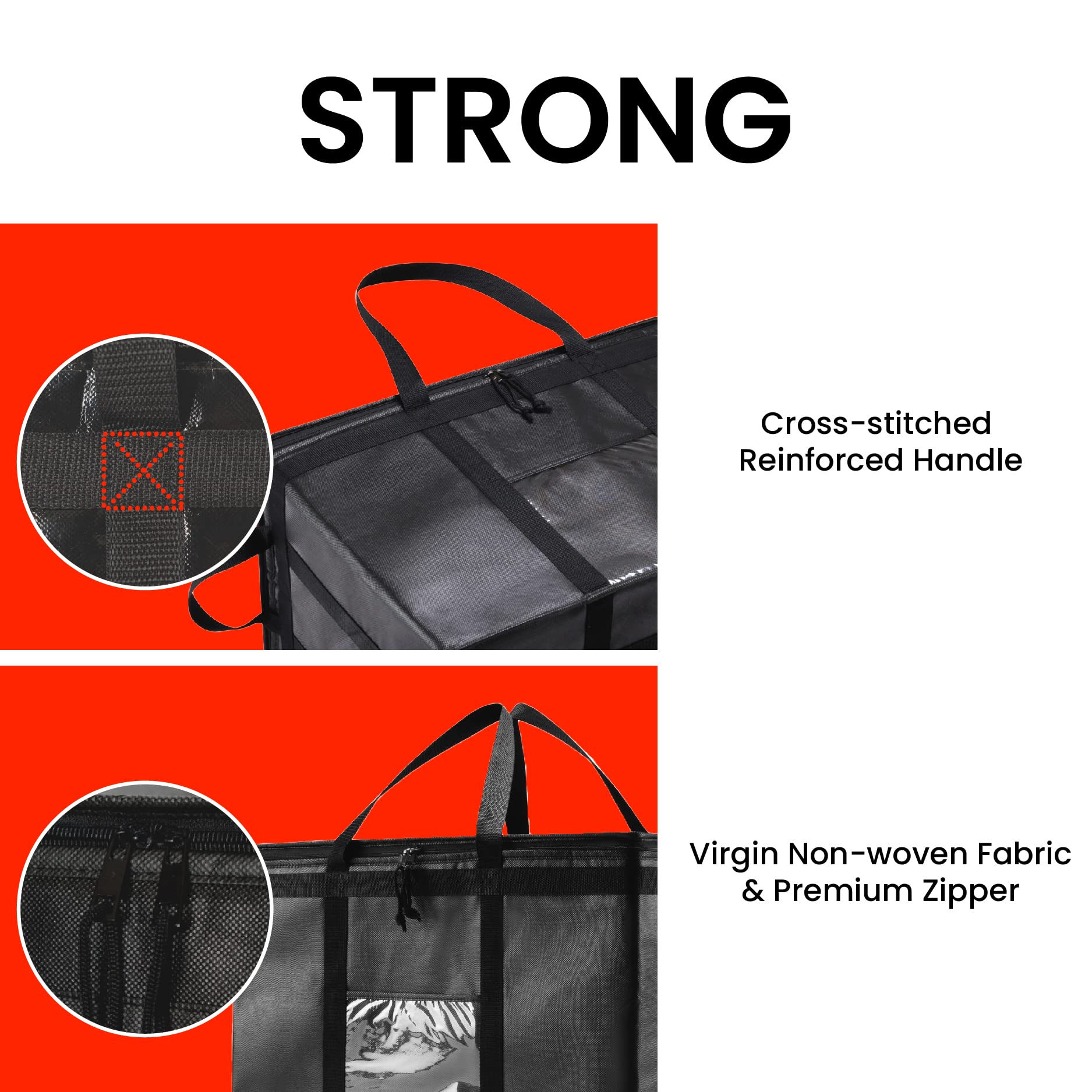 NZ HOME 3XL Insulated Cooler Bag for Food Delivery & Grocery Shopping with Zippered Top, Black (1 pack)