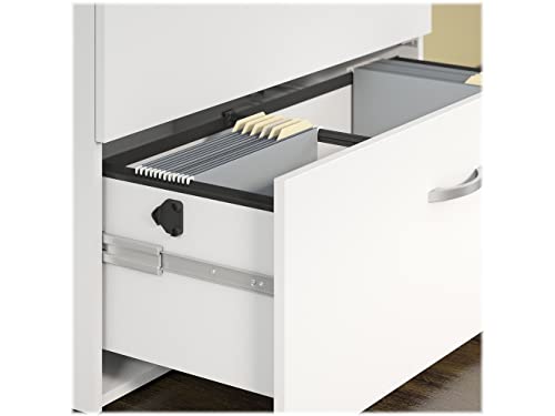 Bush EO109WHSU 2-Drawer Lateral File Cabinet Locking Ltr/Lgl Pure White 35.67-Inch