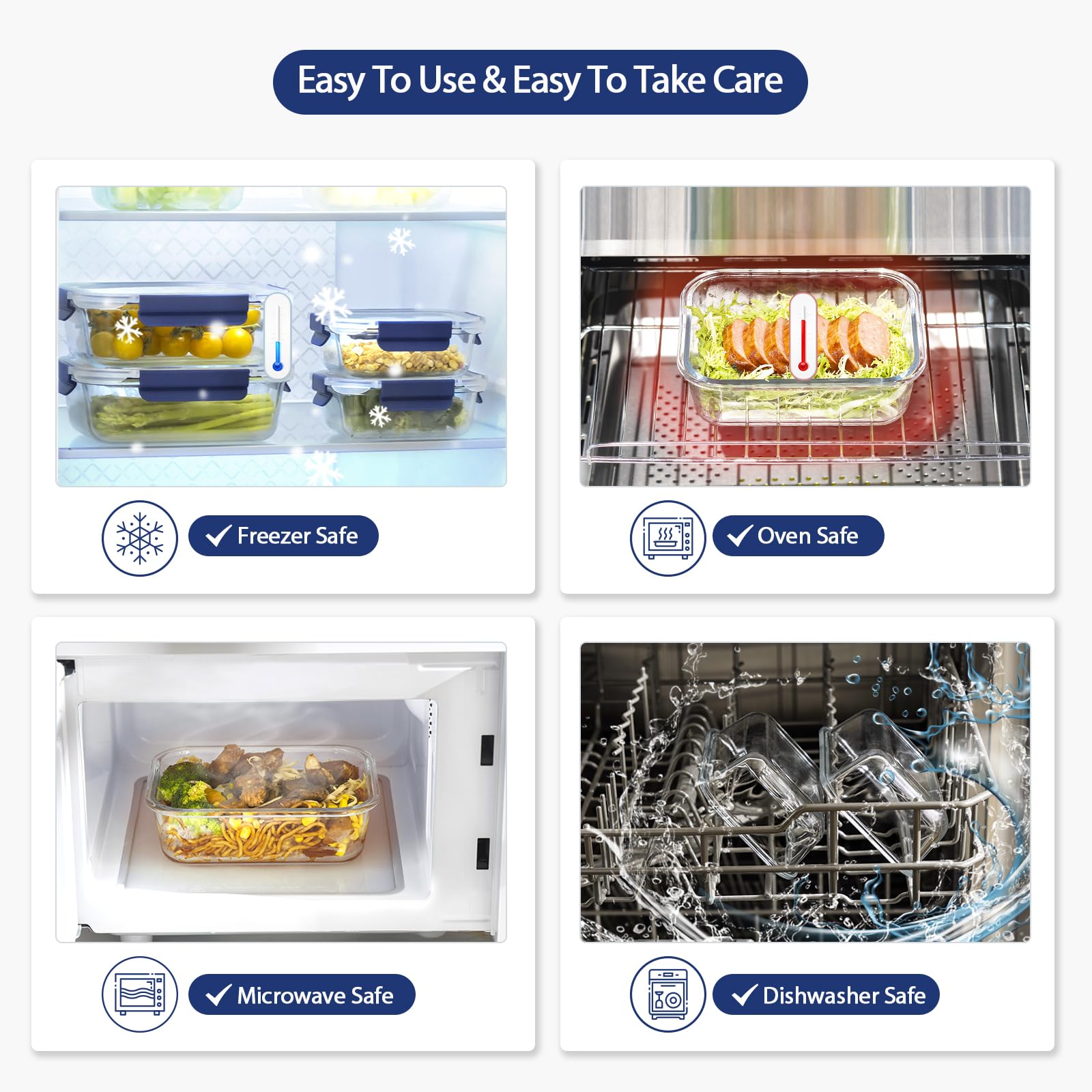 coccot Glass Food Storage Containers with Lids Airtight, [10 Pack] Glass Meal Prep Containers, Glass Storage Container Set with Bpa-free Lid for Food, Glass Lunch Bento Box