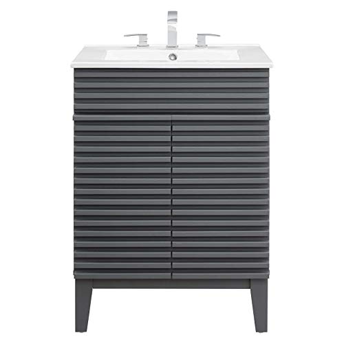 Modway Render Vanity with Sink-Floor, 24 Inch, Gray White