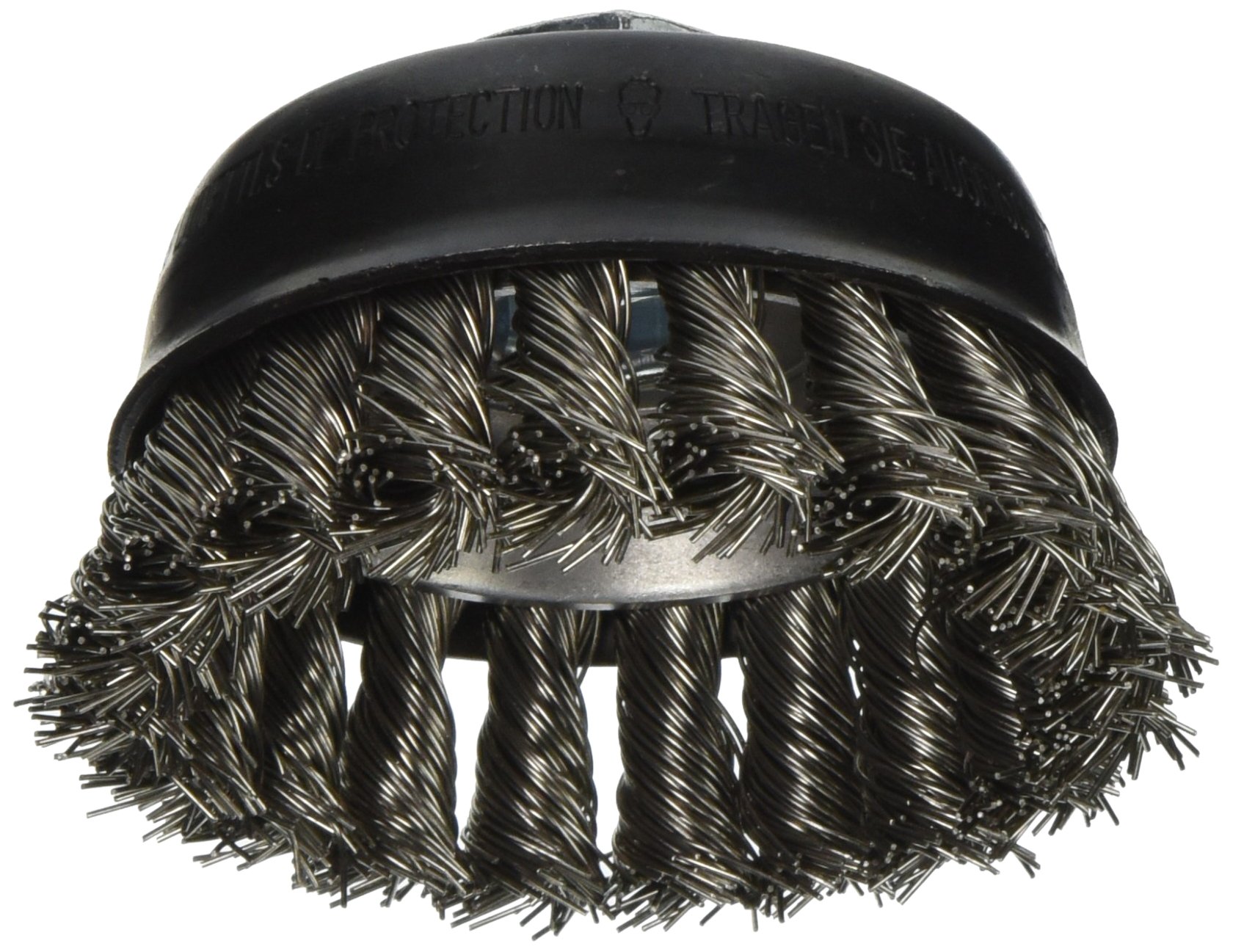 BOSCH WB504 3-Inch Cup Brush, Knotted, Stainless Steel, 5/8-Inch x 11 Thread Arbor