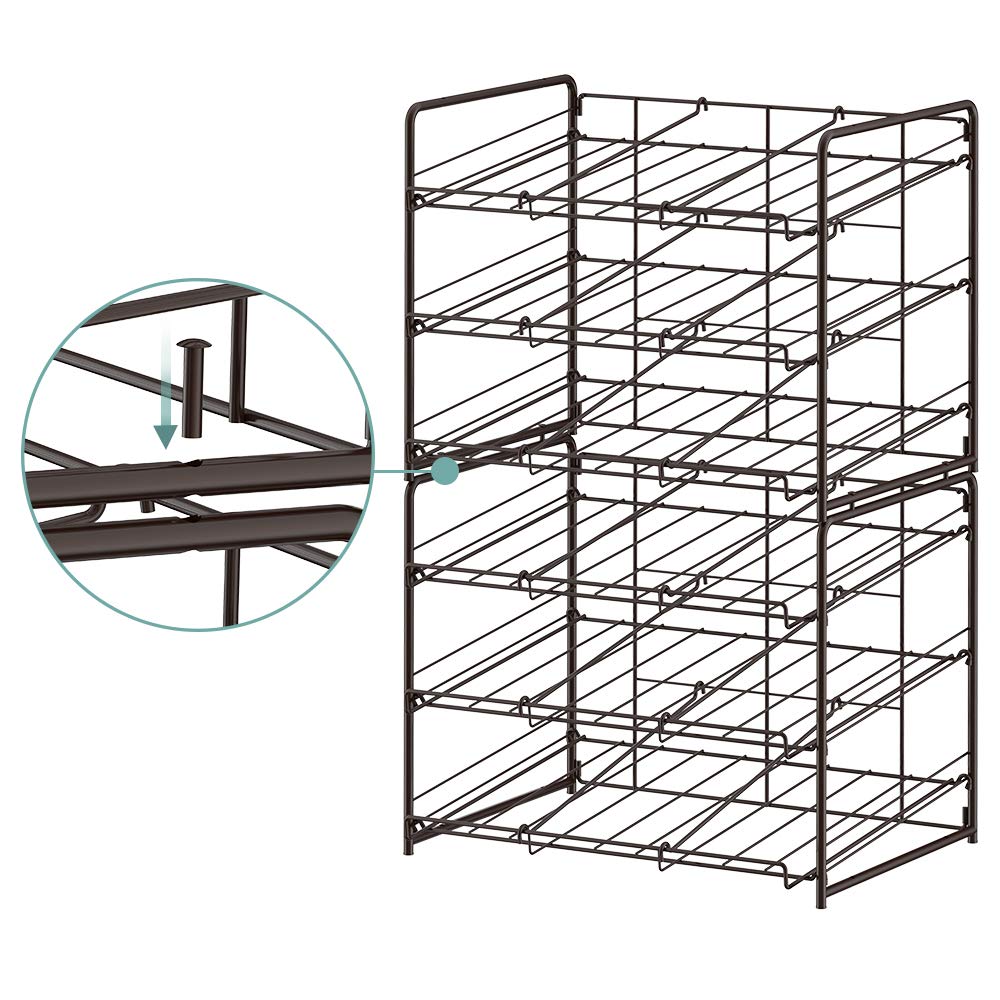 Can Organizer Stackable 2 Pack Can Storage Dispenser Rack 3 Tier Holds up 36 Cans Rotates First in First Out for Kitchen Cabinet or Pantry, Bronze