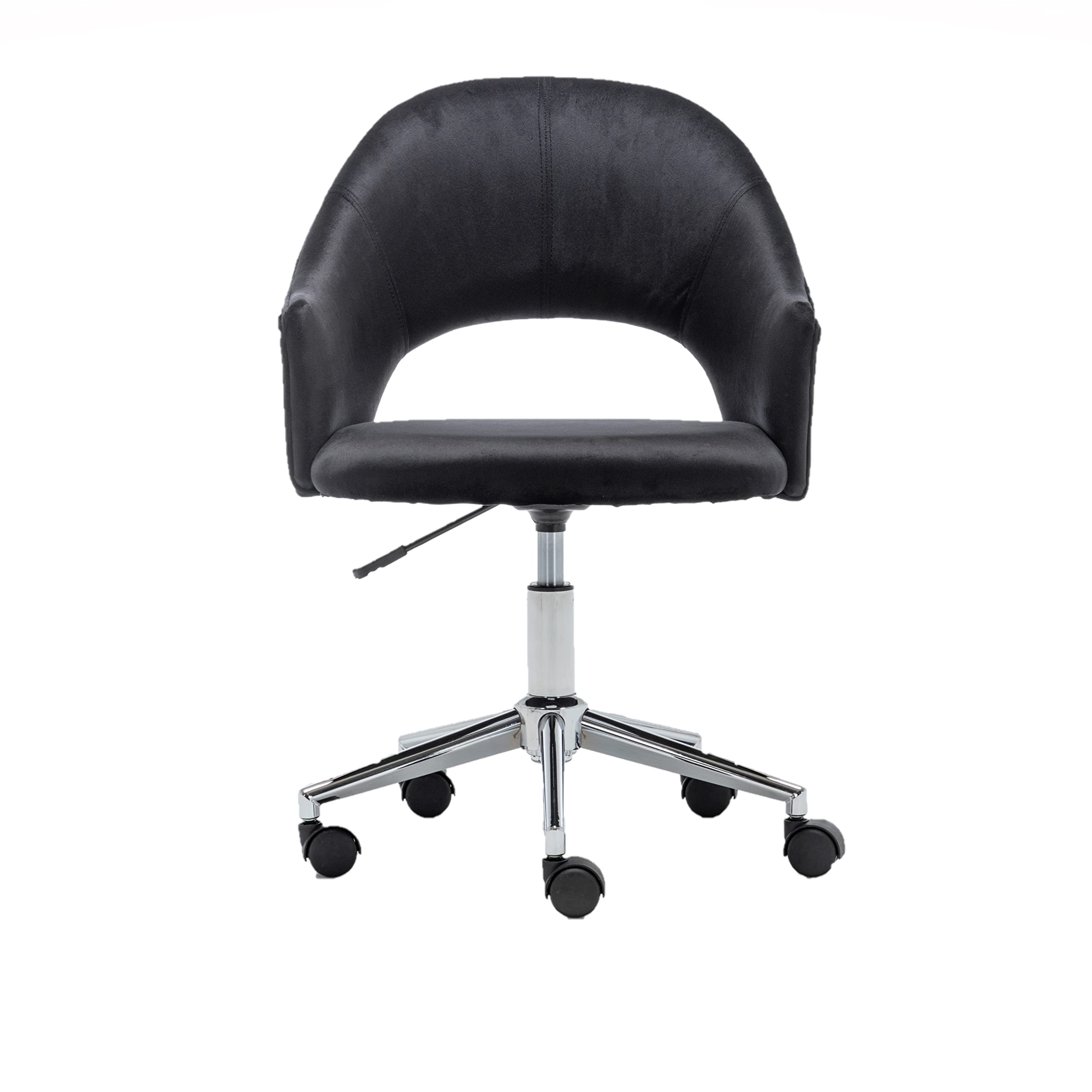 BTEXPERT Swivel Makeup Vanity Velvet Home Office Chair, Adjustable Upholstered Accent, Black