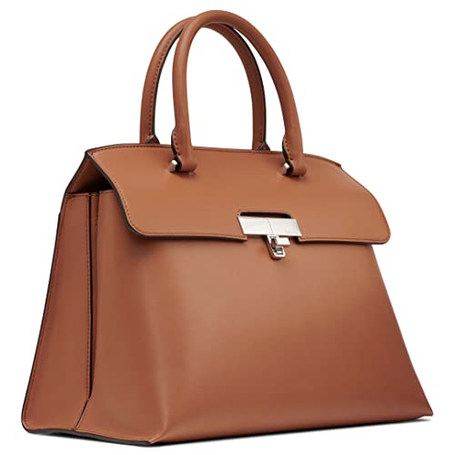 Calvin Klein Becky Turn Lock Satchel, Caramel,One Size