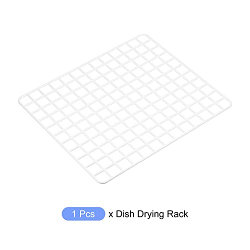 METALLIXITY Dish Drainer Rack (11.1" x 9.4"), Plastic Dish Drying Rack Draining Board for Kitchen Sink Countertop Cabinet, White