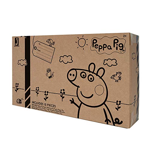 Peppa Pig Shopping Mall with Family, Includes 1 Connectable Mall Playset, 4 Character Toy Figures, 2 Chairs, 1 Pizza Table, 1 Toy Boat – for Kids - AMAZON EXCLUSIVE