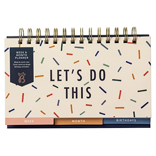 Busy B Week & Month Planner - undated calendar with built-in stand and birthdays section, Sprinkle