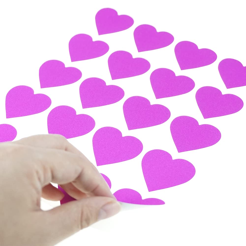 FAZHBARY 10 Sheets Hot Pink Heart Stickers DIY Heart Shaped Stickers Envelope Seal Gift for Valentine's Day Labels