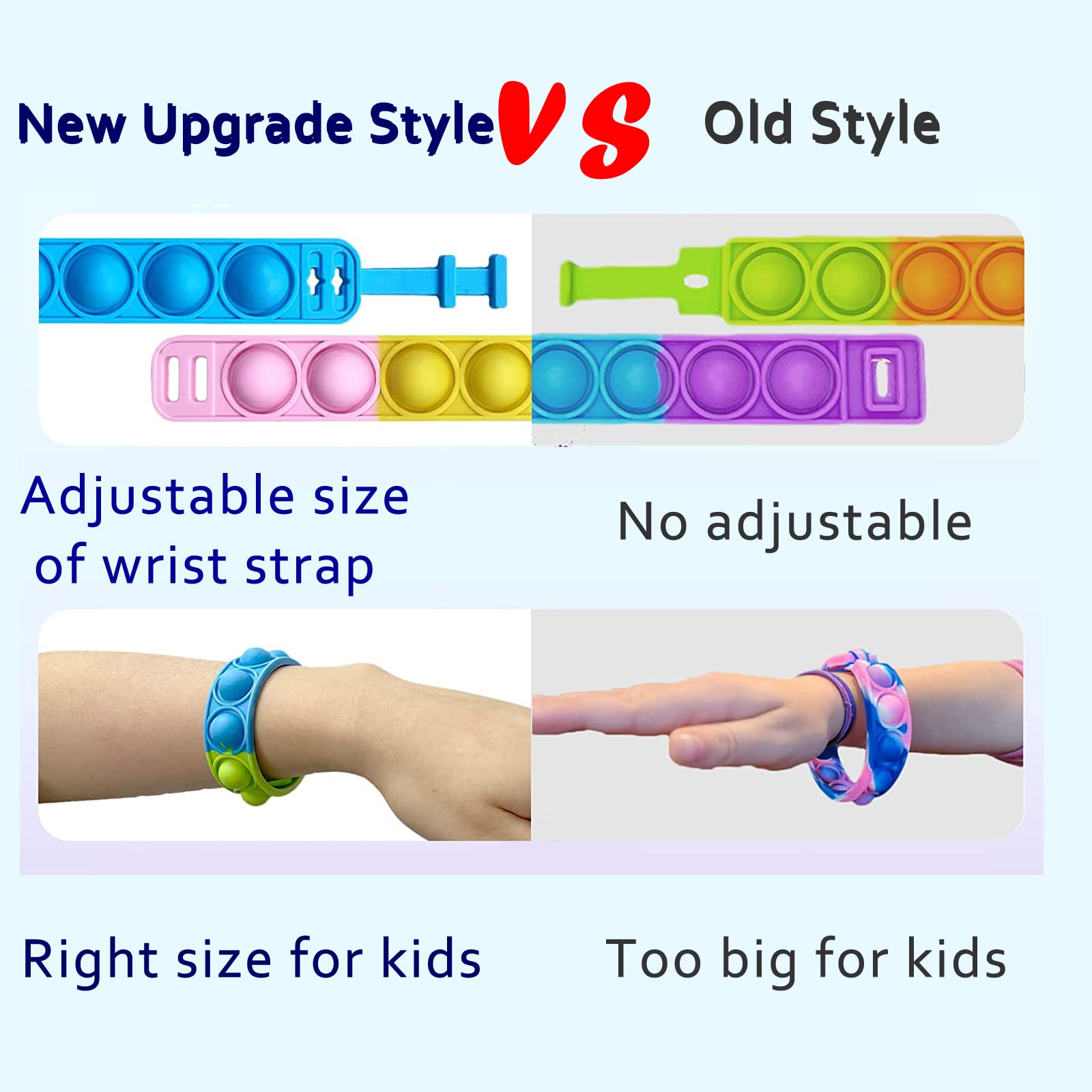 TOMOIN 30PCS Party Favors Pop Bracelets Fidget Toy Bracelet Multicolor Stress Relief Finger Press Halloween christmas Gift