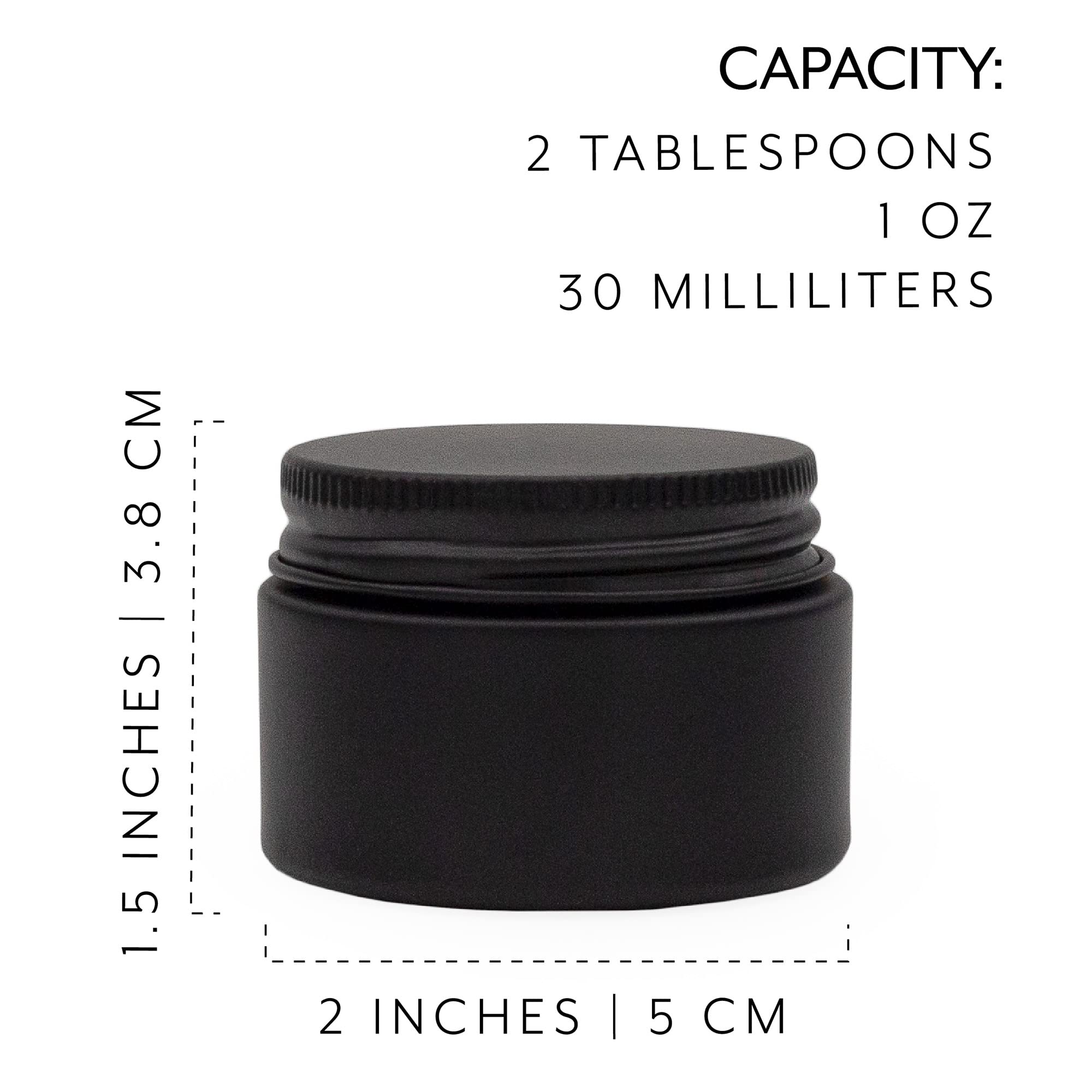 Darware 15-Milliliter Glass Balm Jars (24-Pack, Black); 1/2 oz Tiny Cosmetic Jars with Lined Black Metal Lids