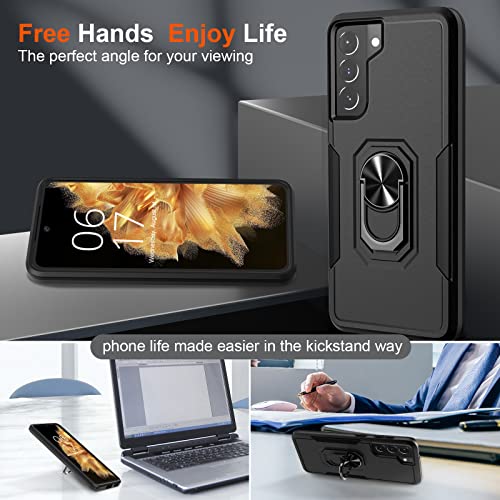 Oneagle for Samsung Galaxy S21 Case 5G, [4 in 1 ] Samsung S21 5G Case with [9H Glass Screen Protector+ Lens Protector] [ 360 Ring Stand] [12Ft Military Dropproof] Shockproof Case for Galaxy S21 5G