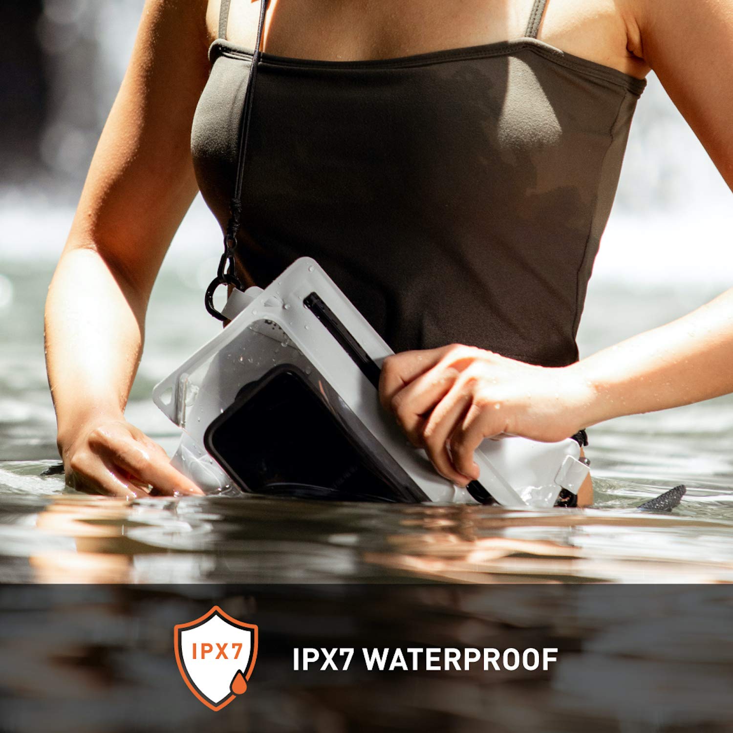 bitplay AquaSeal Waterproof/Snowproof Bag in Dark Black - Dry Bag/Sacoche/Phone Pouch with Adjustable Strap for Phone and Valuables