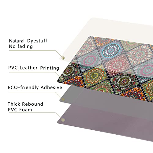 moonysweet Boho Anti Fatigue Kitchen Rug Mat Non Skid Cushioned Waterproof Non Slip PVC Leather Runner Standing Mat Colorful 17" x 29" +17" x 47" Set of 2 (2 Pieces)
