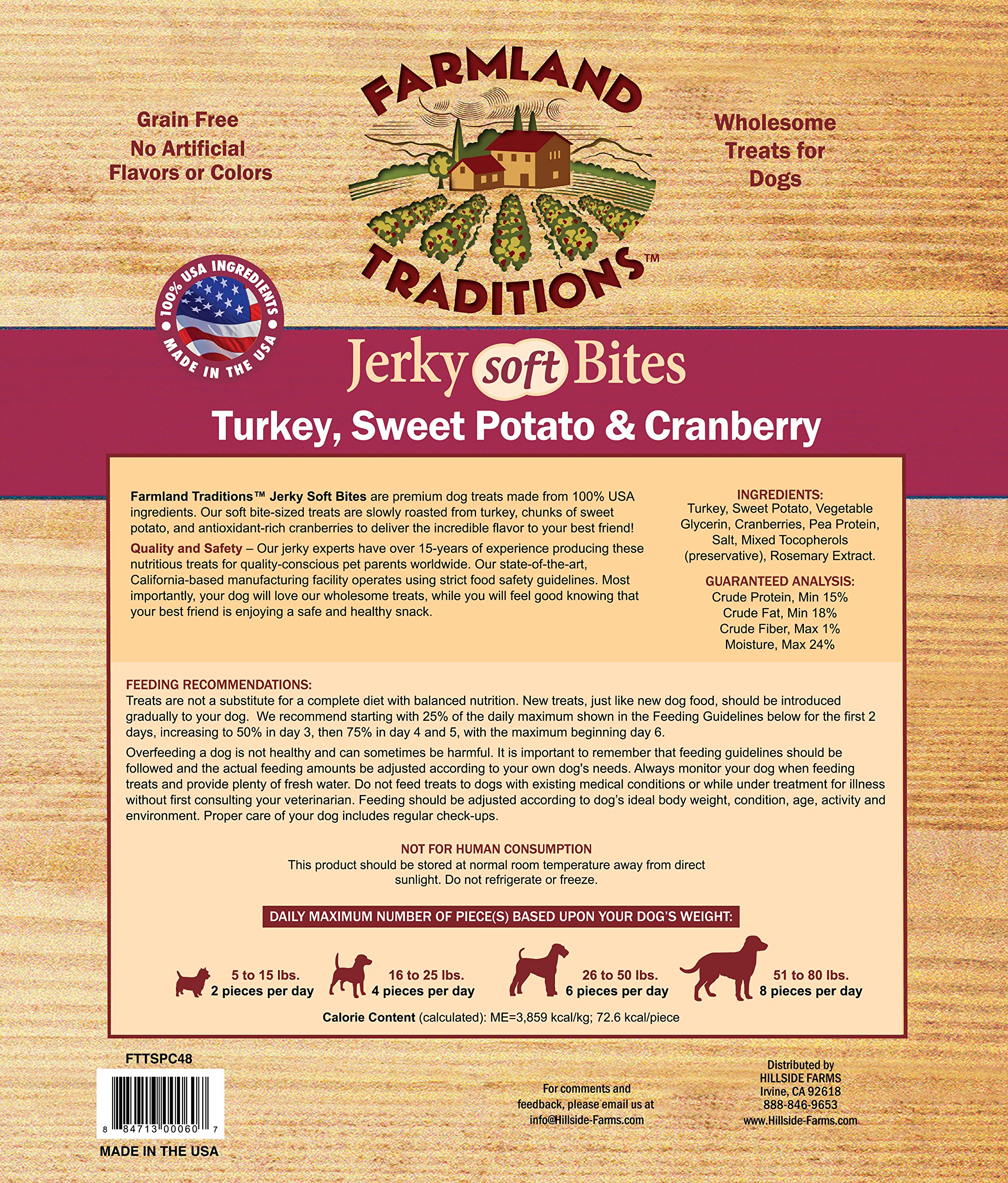 Farmland Traditions USA Made 3 lbs. Turkey, Sweet Potato, Cranberry Soft Jerky Bite Dog Treats