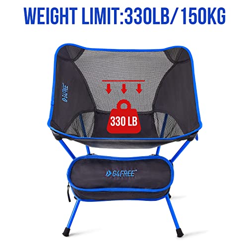 G4Free 2Pcs Folding Camping Chairs, Ultralight Compact Backpacking Folding Chairs Lawn Chairs Heavy Duty 330lbs with Side Pockets Packable for Outdoor Camp Travel Beach Picnic Travel Hiking Orange