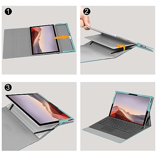 Fintie Case for 12.3 Inch Microsoft Surface Pro 7 Plus, Surface Pro 7, Surface Pro 6, Pro 5, Pro 4, Pro 3 - Portfolio Business Cover with Pocket, Compatible with Type Cover Keyboard, Turquoise