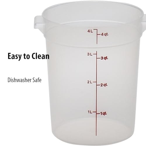 Cambro 4 QT (Quart) BPA-Free Round Food Storage Container with Lid (2 Pack) - Classic Series (Translucent)