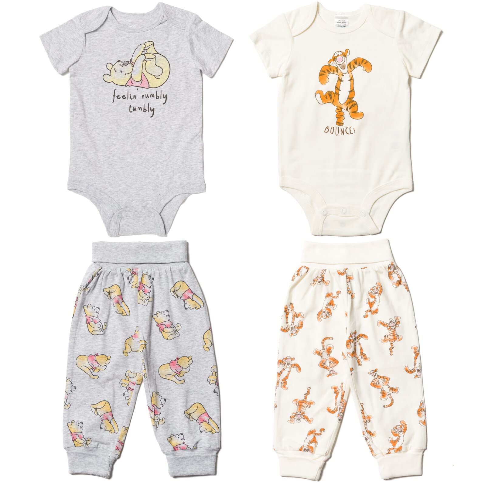 Disney Tigger Winnie the Pooh Newborn Baby Boys Cuddly Snap Bodysuits Pants Gray/White 3-6 Months