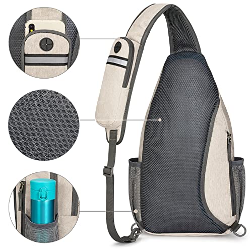 G4Free Sling Bag RFID Blocking Sling Backpack Crossbody Chest Bag Daypack for Hiking Travel(Ivory)