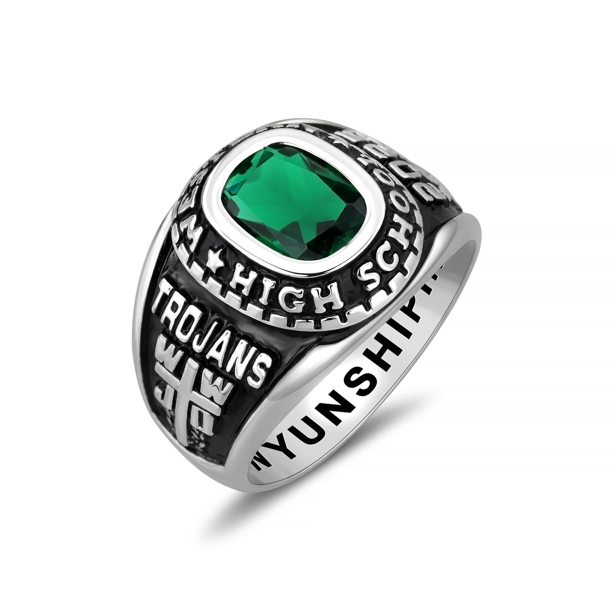 Ccjcinata Fully Personalized Customized class rings 10kt White Gold High School Class Rings and College Class Ring for women β Classic Collection (Sterling Silver - Platinium)