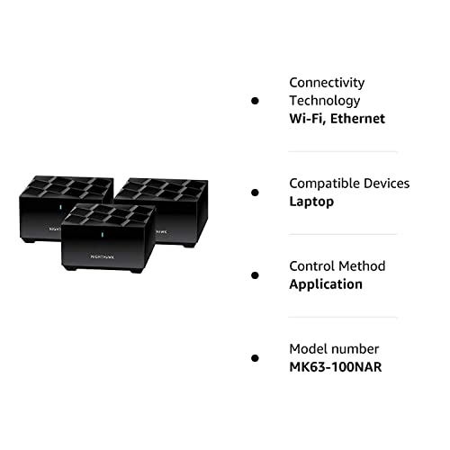 Netgear Nighthawk Whole Home Mesh WiFi 6 System, 3-Pack , BLK (Renewed)