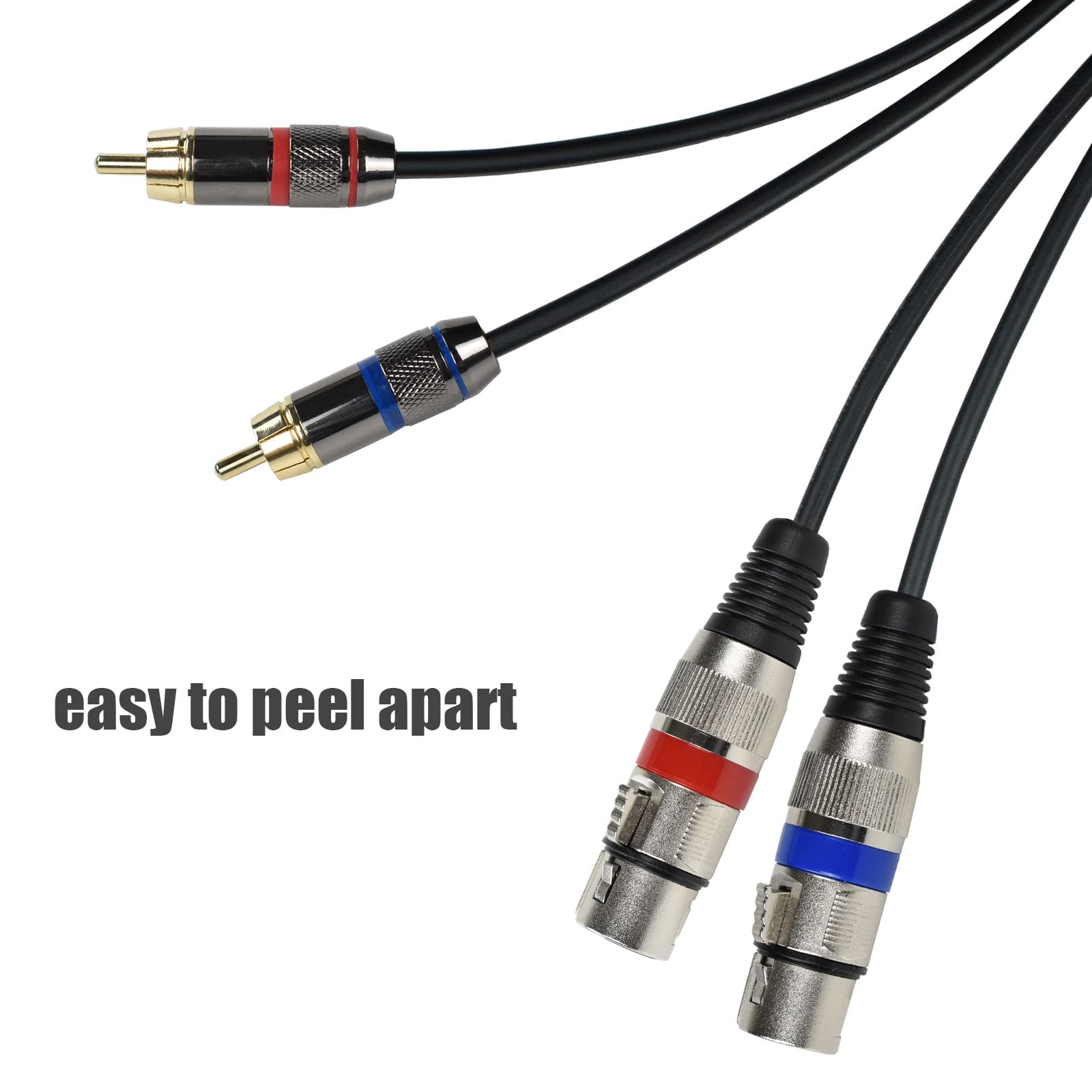 Mugteeve Dual XLR Female to Dual RCA Male Phono Cable Adapter, 3.3 Feet Balanced 3pin XLRF to Unbalanced RCA Speaker Cable, Gold Plated, OFC Shielded, Noise-Free, for Mixer, Subwoofer, Amplifier