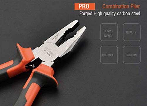 Edward Tools Combination Pliers 8” - Machined Extra Strength Gripping Jaws - Heavy Duty Side Cutting Pliers for wire and cables - Harden Fine Carbon Steel