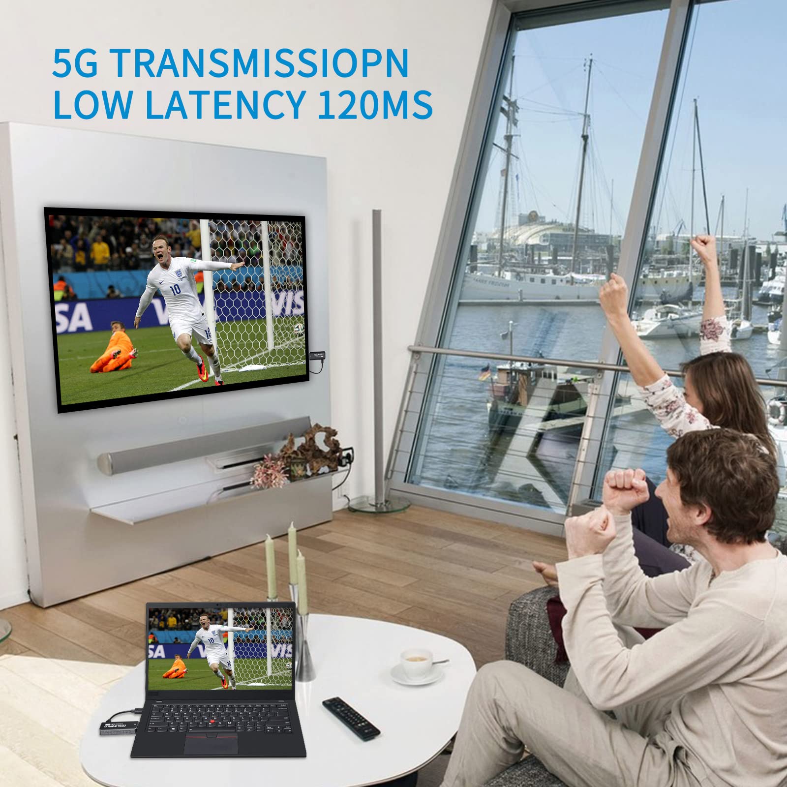 FEELWORLD WSP Wireless HDMI Transmitter and Receiver Extender Kit with 164FT Range HD 1080P 5GHz for Streaming Video Audio from Laptop PC PS4 PS5 to Monitor Projector HDTV