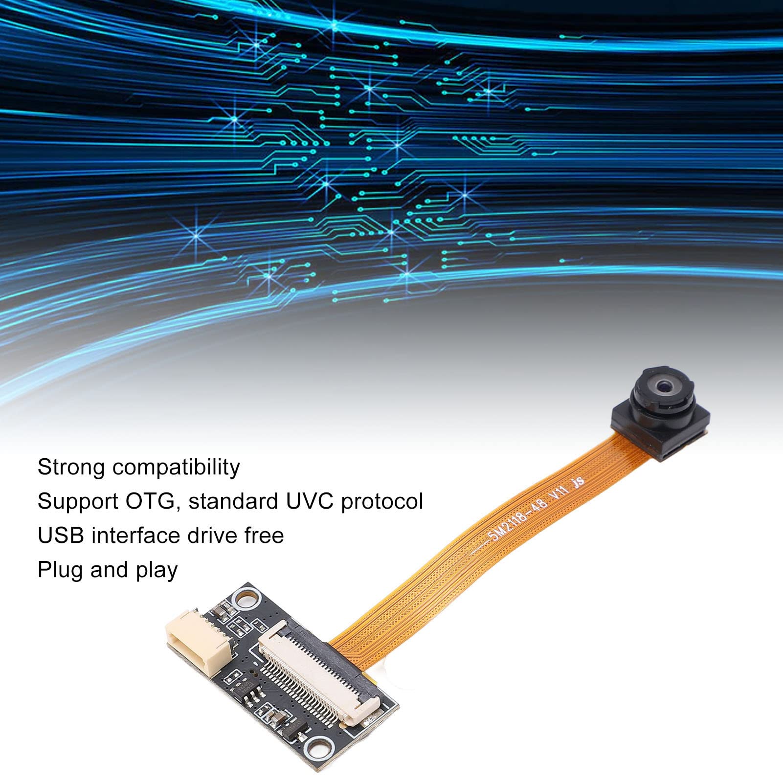 Camera Module, 5MP USB Interface Free Driver Automatic Focusing Performance Stable Video Network Camera Board Black