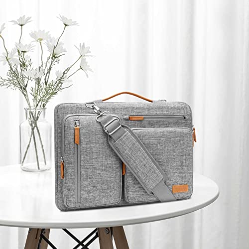 MOSISO 360 Protective Laptop Shoulder Bag, 15-15.6 inch Computer Bag Compatible with MacBook Pro 16, HP, Dell, Lenovo, Asus Notebook, Side Open Messenger Bag with 4 Zipper Pockets & Handle, Gray