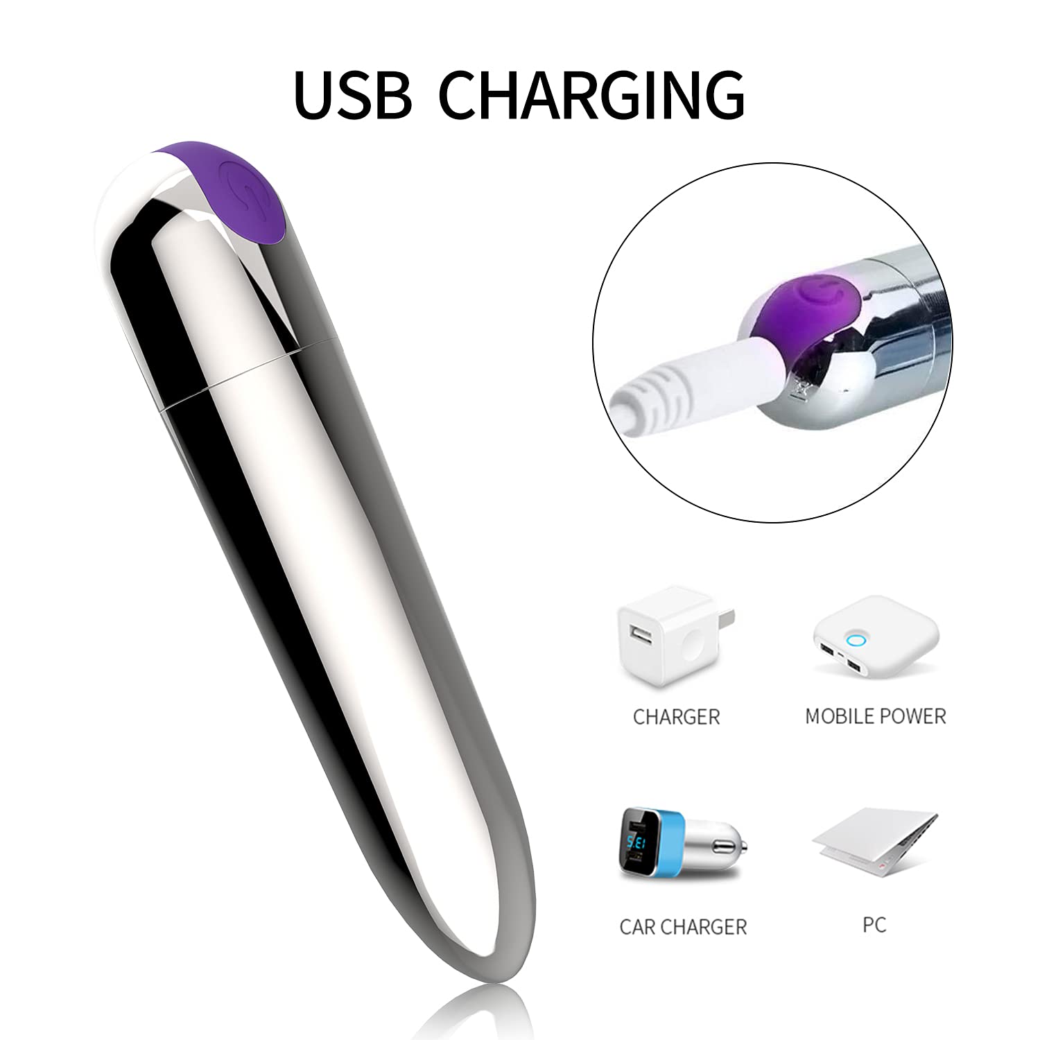 Bullet Vibrator with Angled Tip for Precision Clitoral Stimulation, Discreet Rechargeable Lipstick Vibe with 10 Vibration Modes Waterproof Nipple G-spot Stimulator Sex Toys for Women Redeeming Love