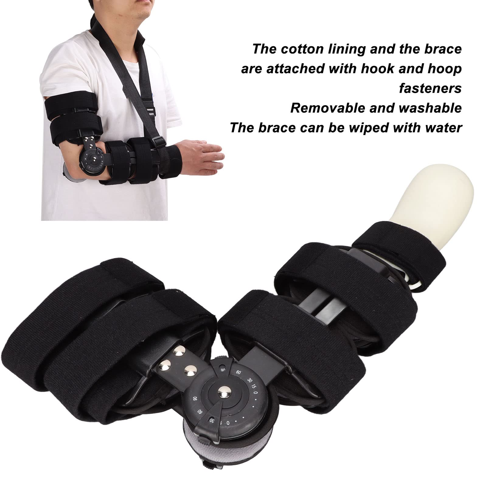 CUEI Hinged Elbow Brace, Adjustable Elbow Brace Support Sling Stabilizer, Splint Arm Injury Recovery Support, Ligament Tendon Repairs Shoulder Sling Stabilizer for Post Op Surgery Recovery Ligament
