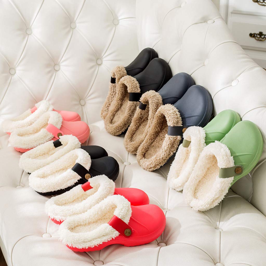 TooTu Waterproof Slippers Women Men Plush Lined Clogs Winter Garden Shoes Warm House Slippers Indoor Outdoor