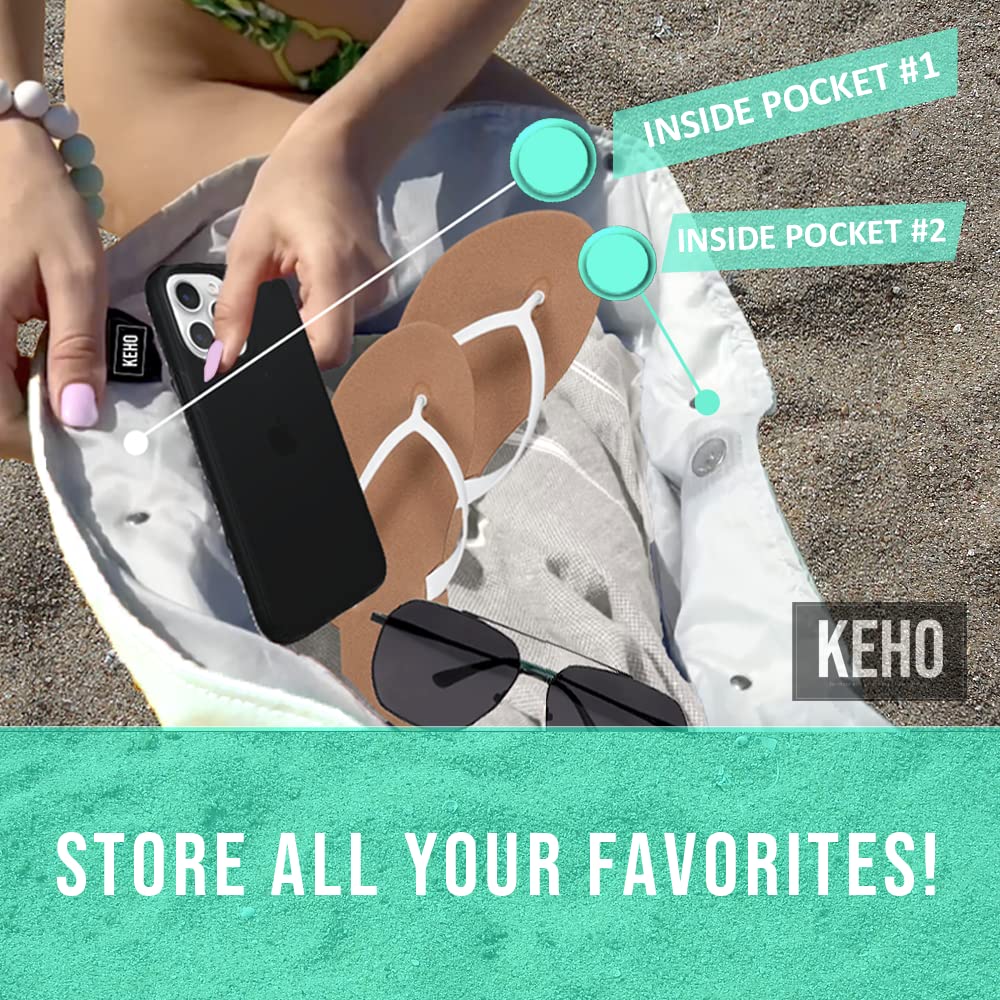Keho Waterproof Canvas Beach Bag with Pockets For Women (Sandproof) - Navy …