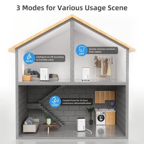 HOGARLABS 3500 Sq. Ft 50 Pint Energy Star Dehumidifier for Home Basements Bedroom Bathroom | Dehumidifiers with Drain Hose for Medium to Large Room | Intelligent Humidity Control | Quiet & Energy Efficient
