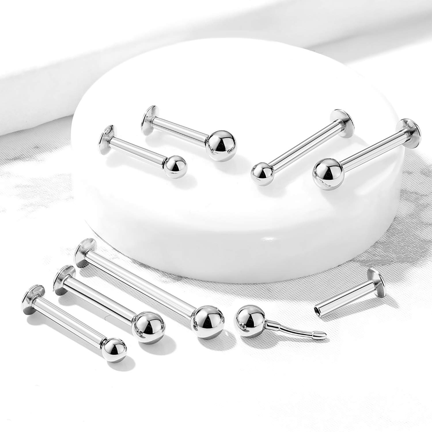BodyJ4You Labret Stud Tragus Earring 18G Threadless Push In Goldtone Steel Helix Monroe