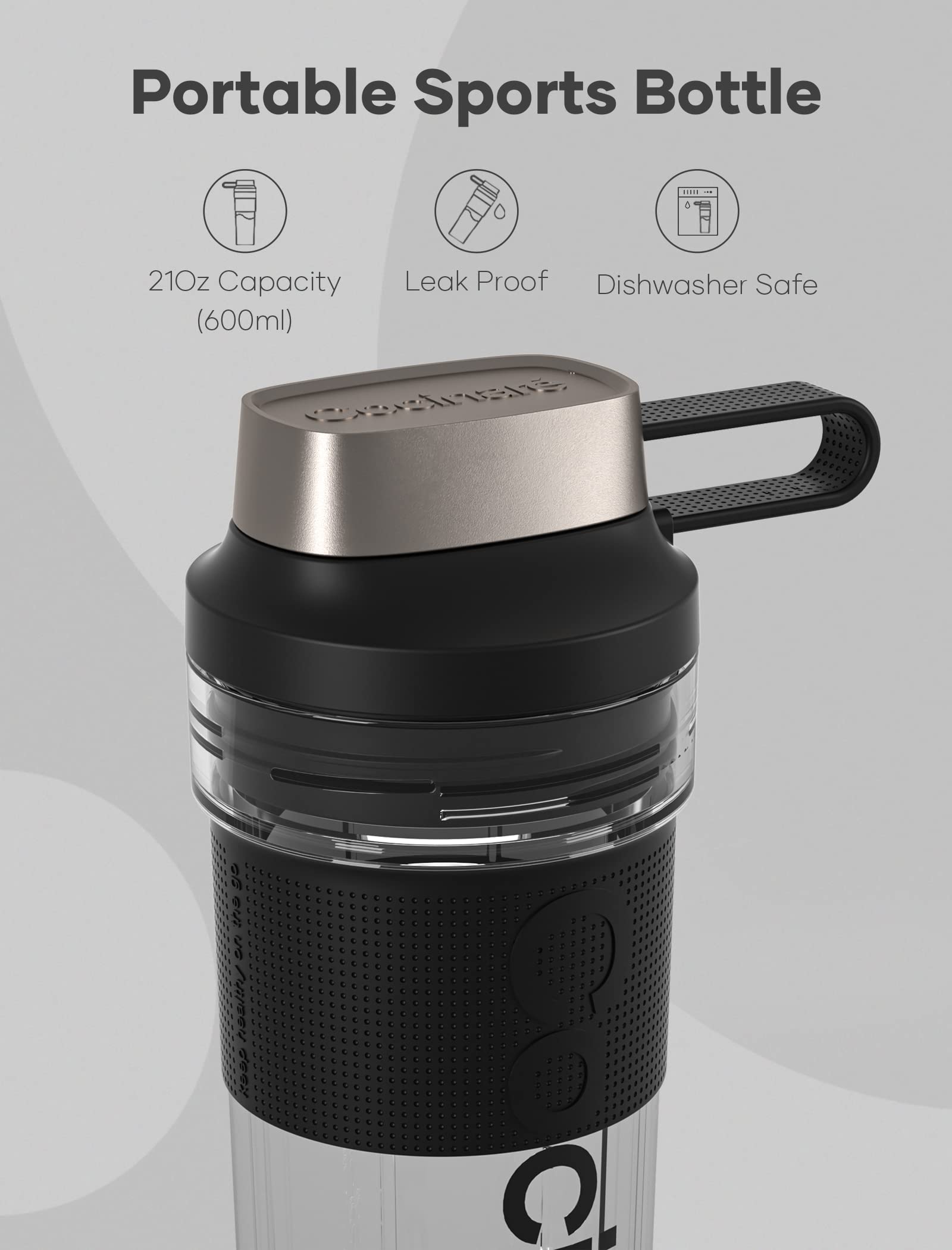 Cocinare 16oz Shaker Bottle, Perfect for Smoothies and Protein Shakes, Compatible Gopower eLite, Black