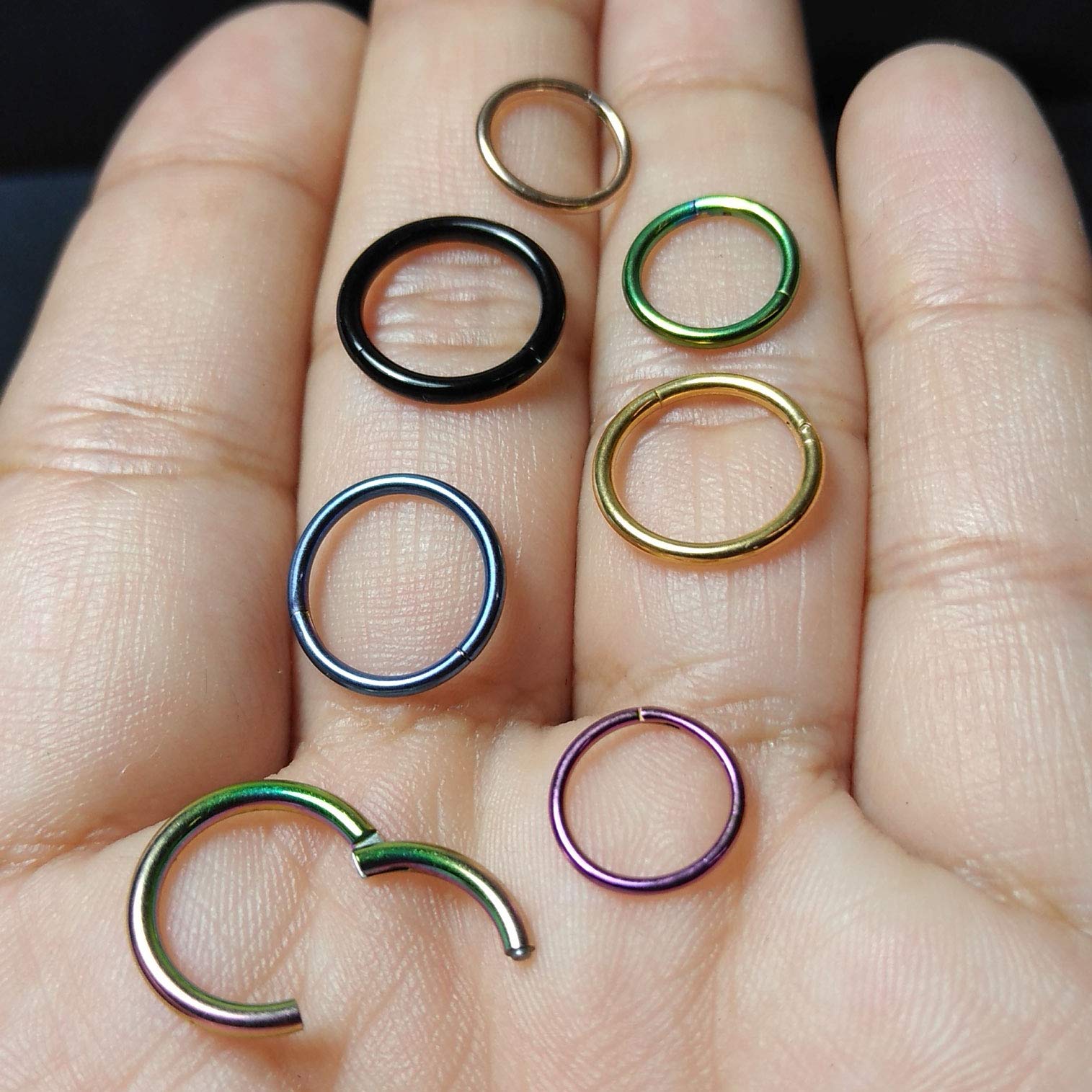 BodyJ4You Piercing Ring Hinged Segment Clicker 14G Hoop Earrings 16mm Surgical Steel Ear Lobe Nipple Genital