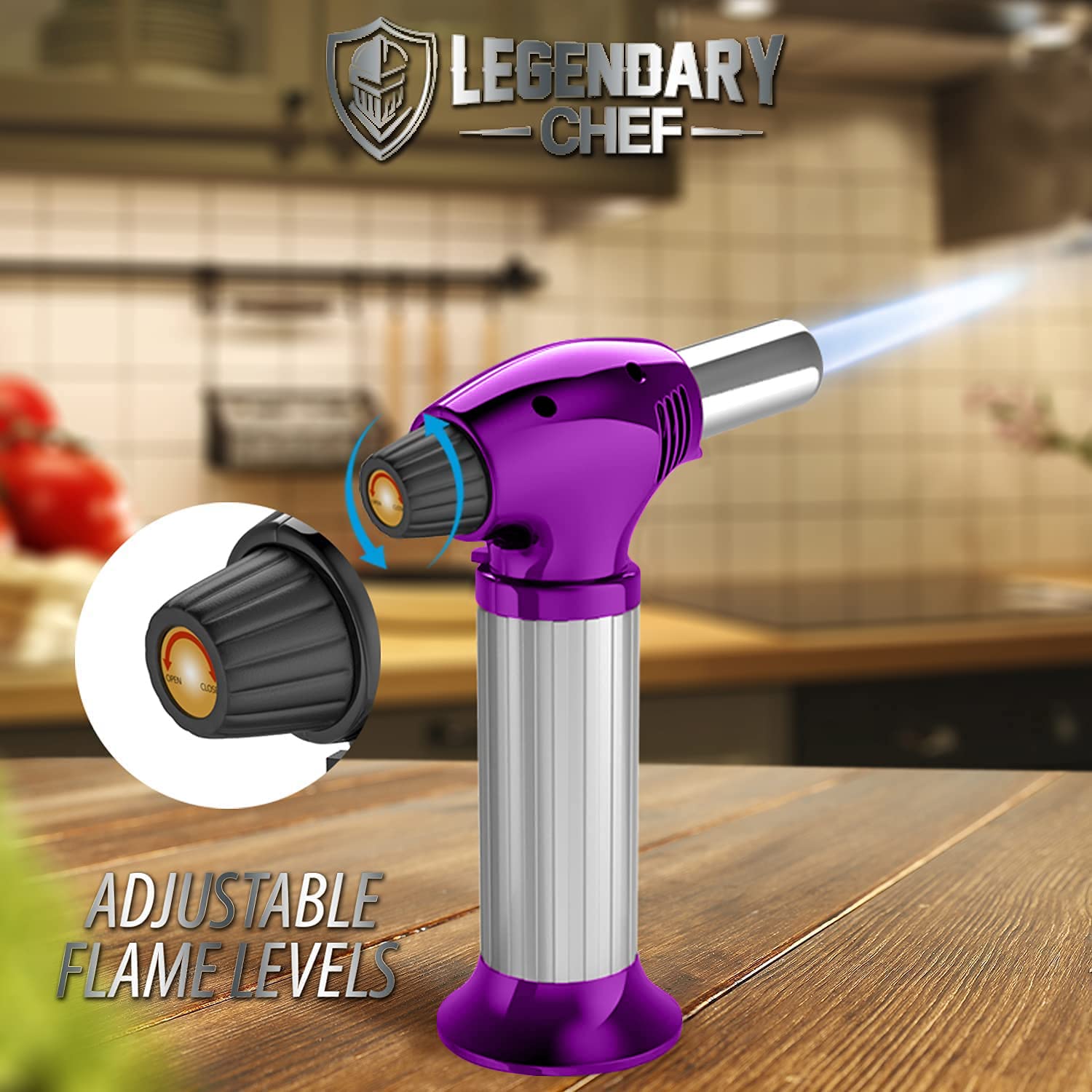Culinary Cooking Torch - Kitchen Food Torch for Creme Brulee, Baking, Desserts and Searing- Butane Torch Lighter, Blow Torch for Cooking with Lock and Adjustable Flame (Butane Gas Not Included) Pink